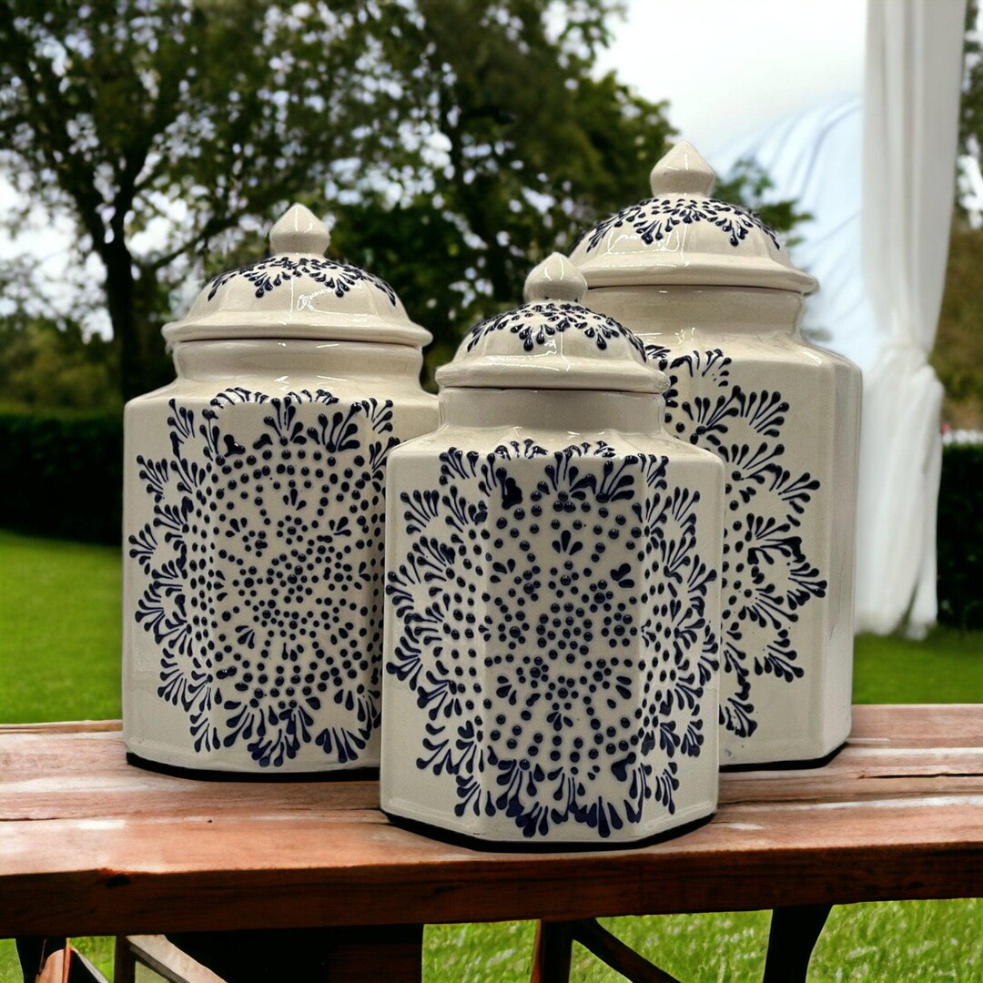 Colorful Talavera Canister Set Handmade Mexican Pottery From Puebla - Etsy