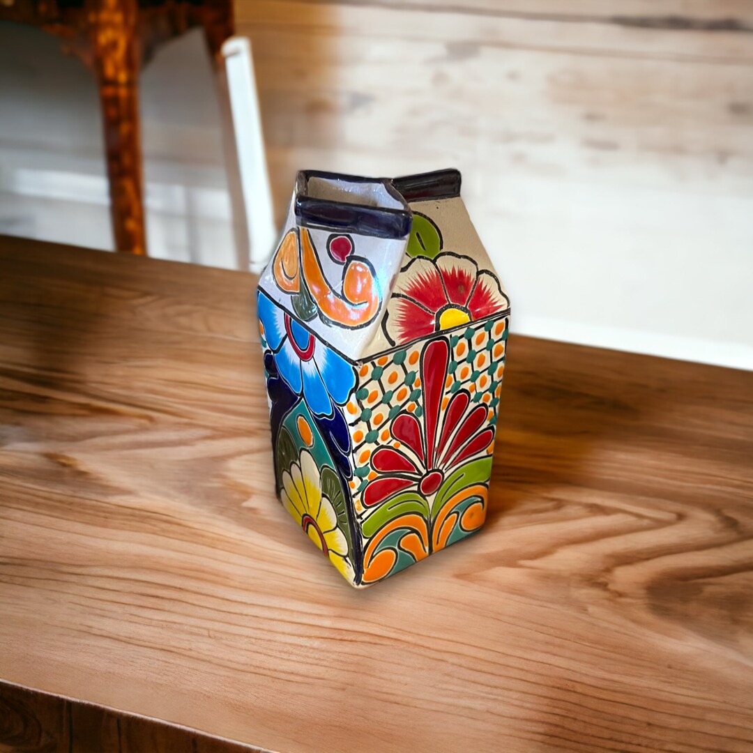 Vibrant Hand-painted Talavera Milk Carton Decorative Mexican - Etsy