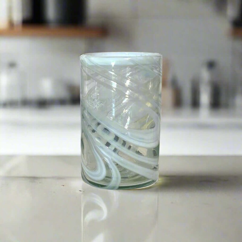 White Swirl Glass Cups - Etsy