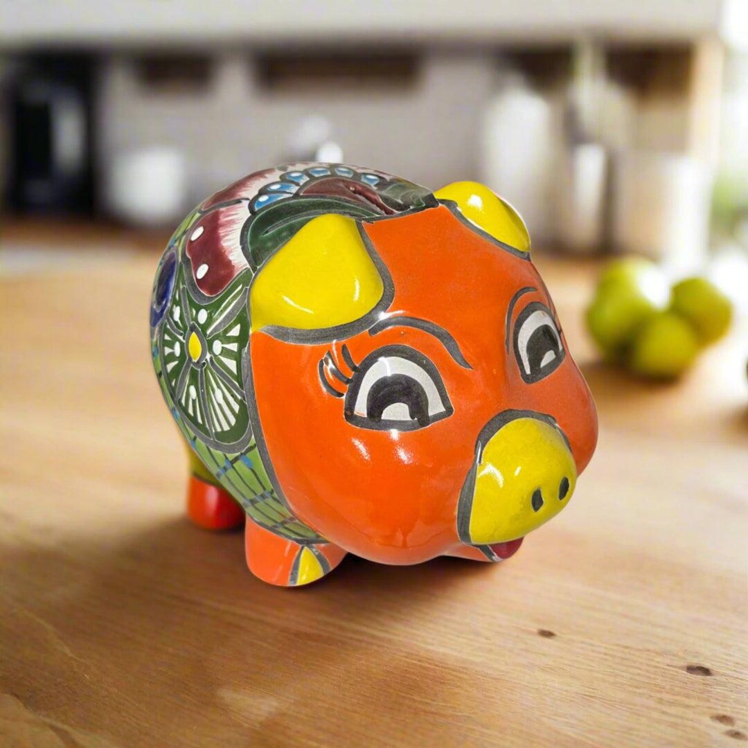 Talavera Piggy Bank | Hand-painted Mexican Ceramic Coin Bank - Etsy