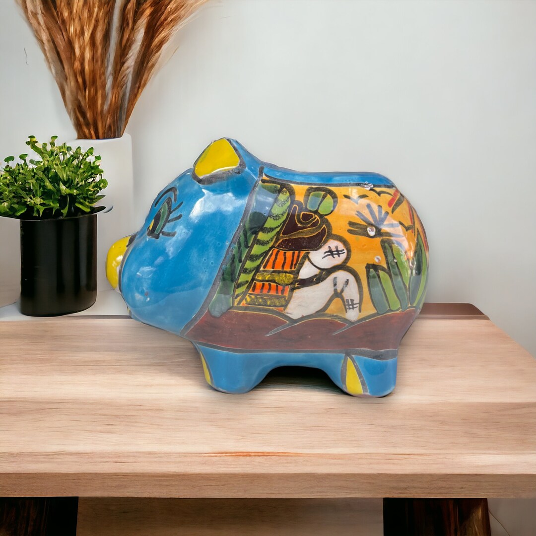 Colorful Talavera Pig Flower Pot Vibrant Handcrafted Mexican Desert ...