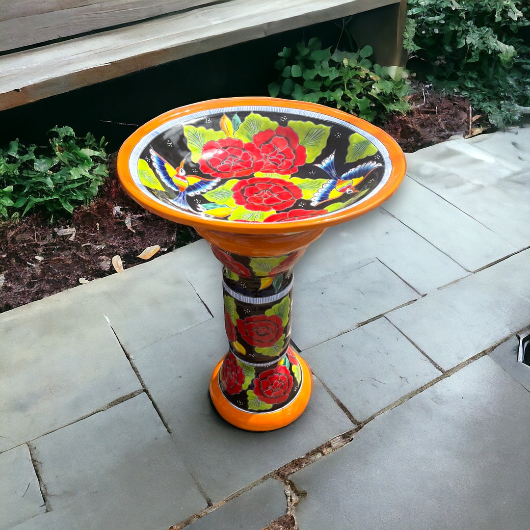 Handmade Talavera Bird Bath Authentic Mexican Artwork 20 Diameter - Etsy