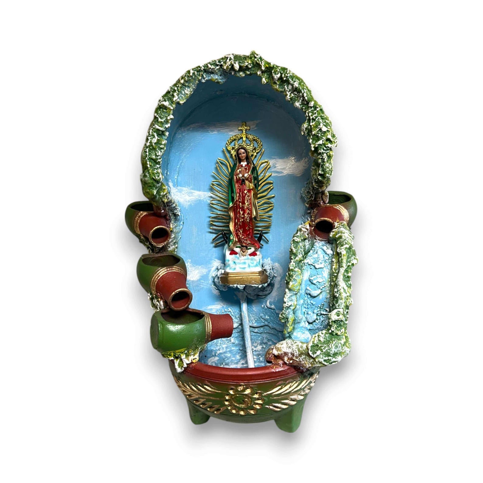 Handcrafted Mexican Outdoor Fountain | Painted Traditional Water ...