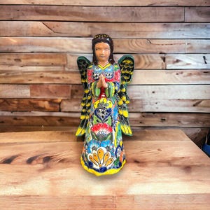 Handcrafted Mexican Talavera Angel Statue Medium Talavera Art Piece - Etsy