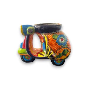 Colorful Talavera Scooter Planter | Hand-painted Ceramic Scooter Statue ...