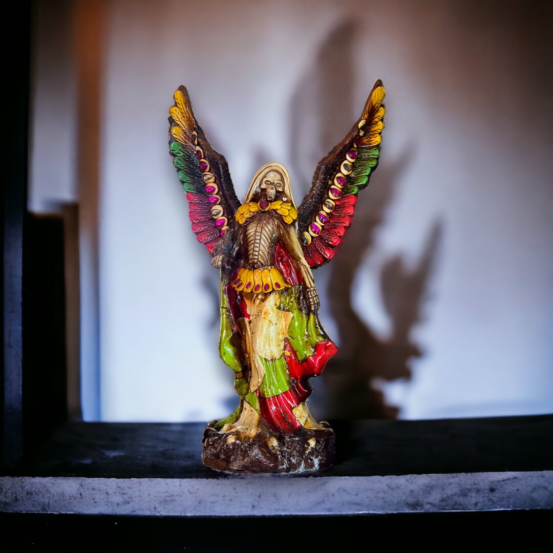 Artisan-crafted Aztec Warrior Statue Angel of Death Folk Art medium ...