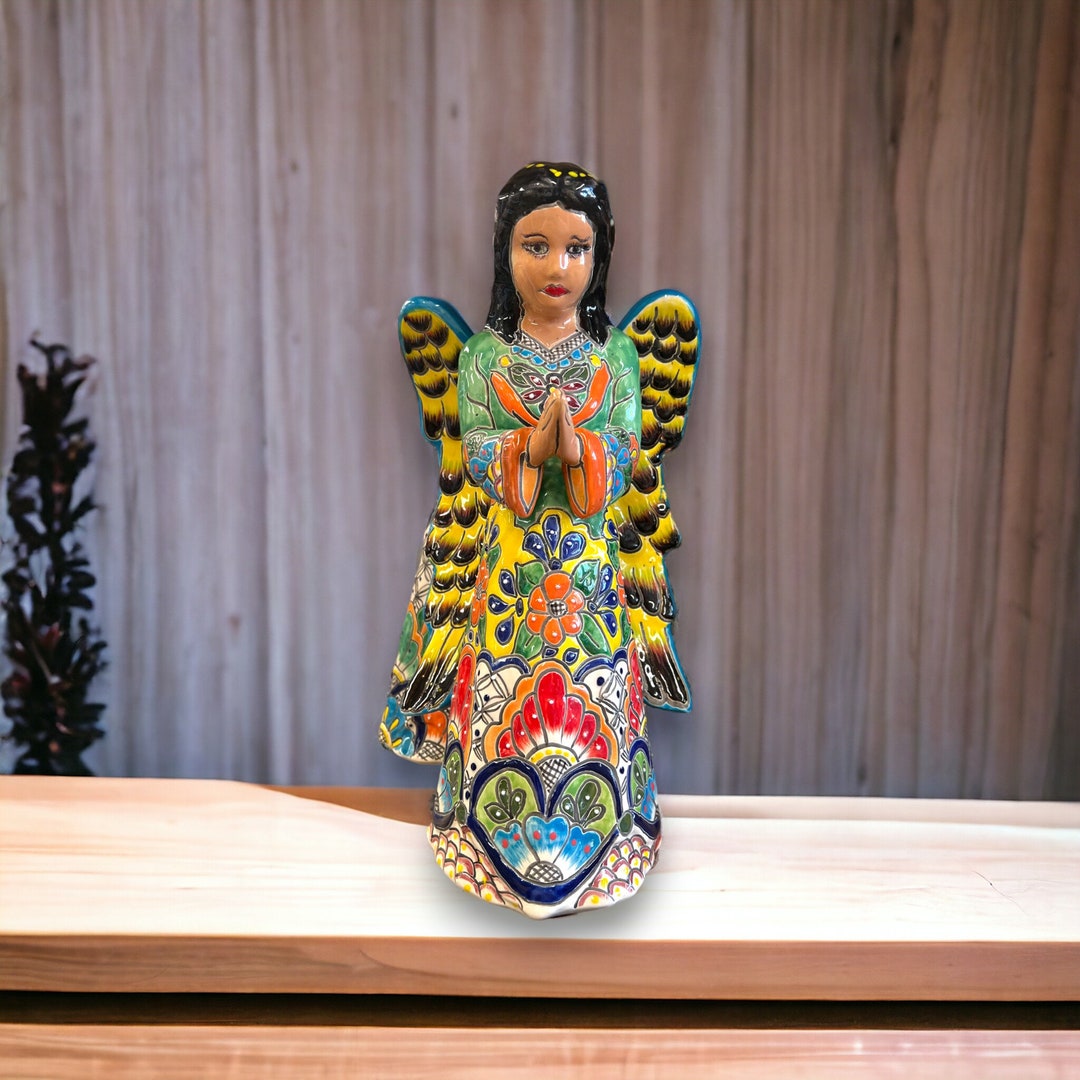 Handcrafted Mexican Talavera Angel Statue Medium Talavera Art Piece - Etsy