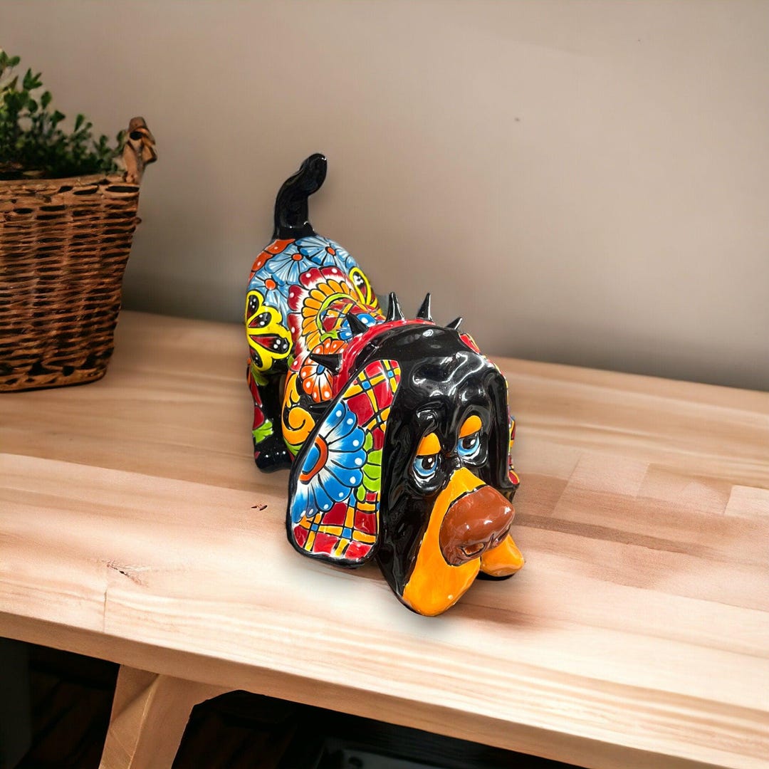 Colorful Talavera Bloodhound Statue | Handcrafted Dog Art (medium) - Etsy