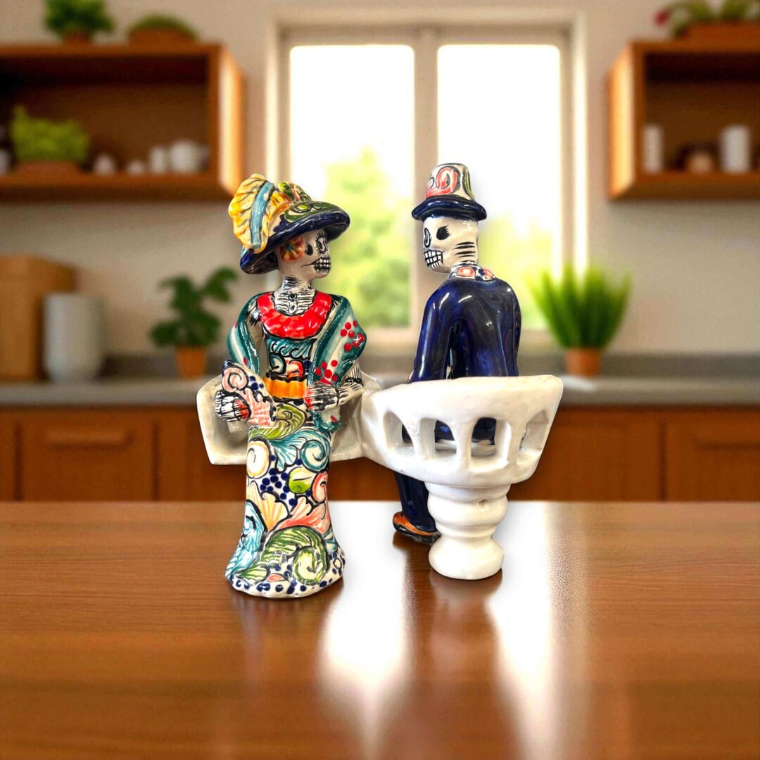 Talavera Day of the Dead Figurines | Mexican Chair Statues - Etsy