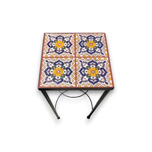 Handmade Mexican Accent End Table Colorful Talavera Tile and Metal ...