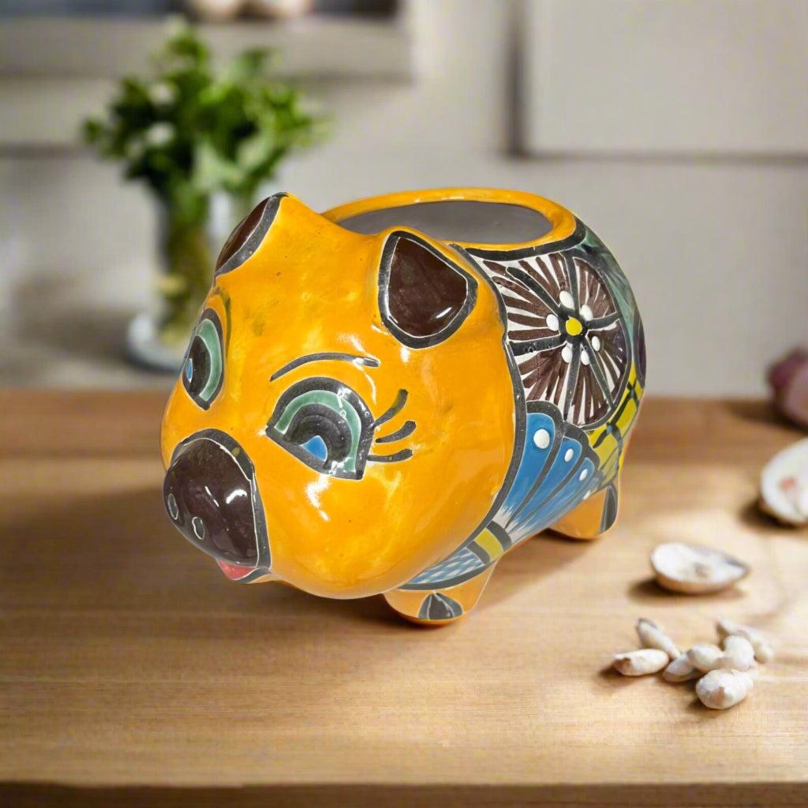 Talavera Pig Planter | Colorful Hand-painted Mexican Flower Pot - Etsy