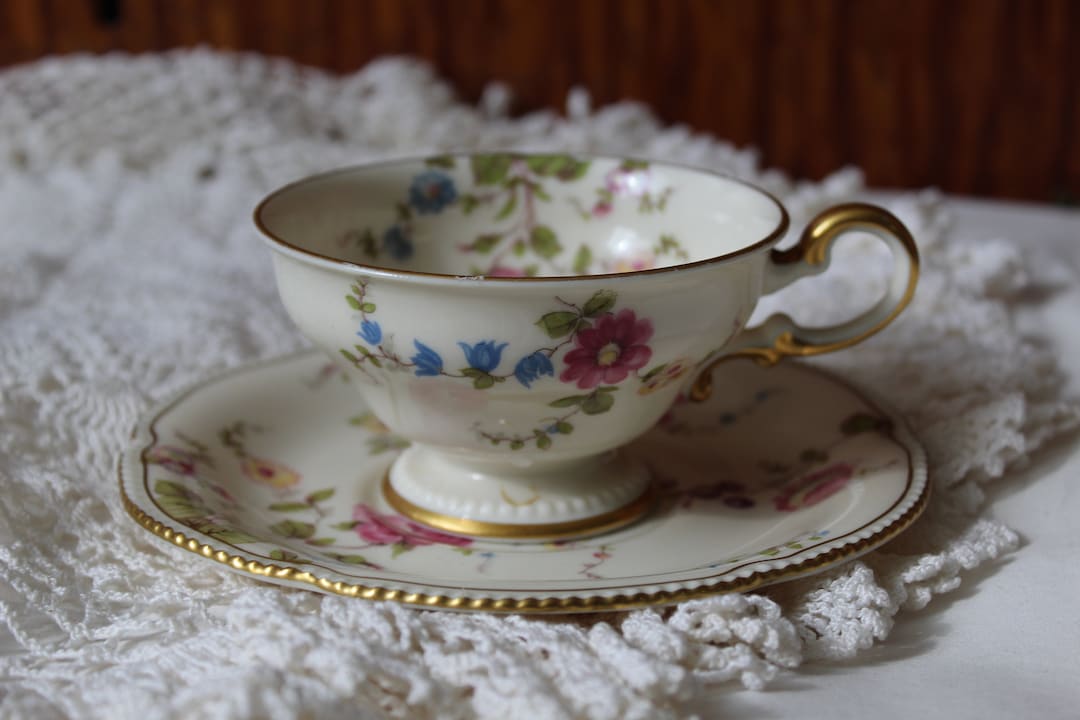 Vintage Castleton China Sunnyvale Hand Painted Black Pink Rose Tea Cup ...