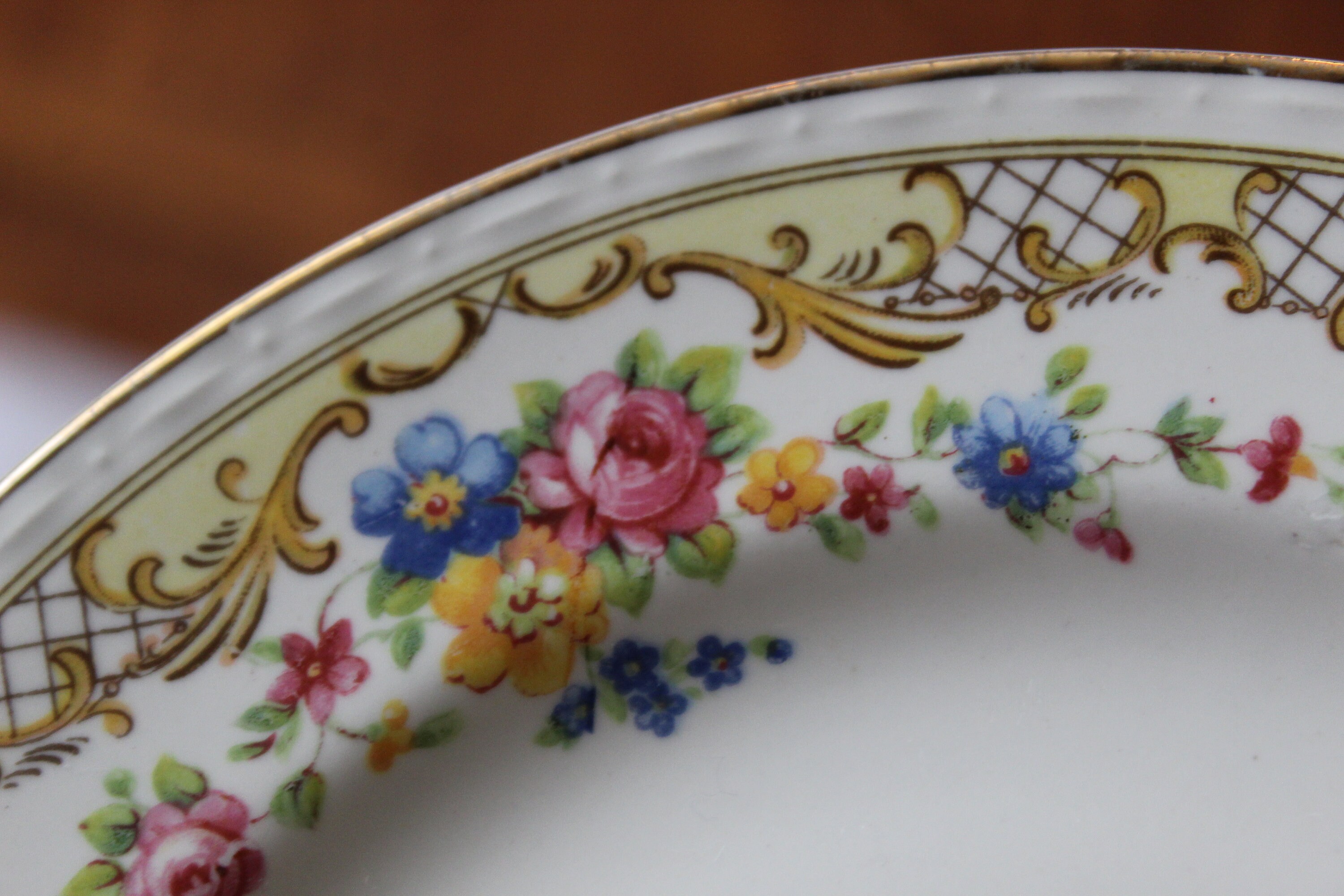 Vintage Georgian Dinnerware 1940s Rose Floral Plate Set of Two (2) 22k ...