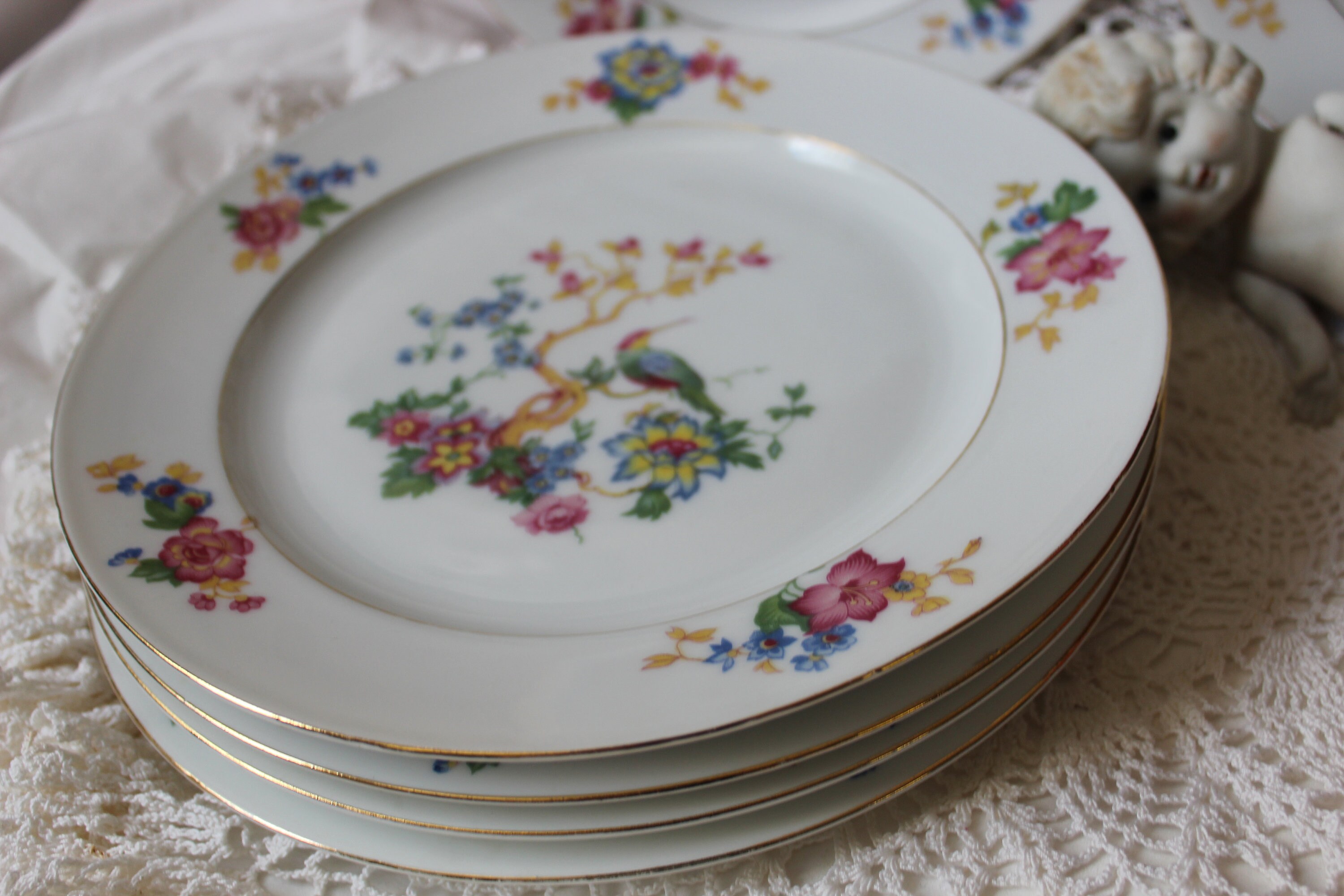 Vintage EPIAG DF Dallwitz Czechoslovakia Bird Floral Motif China diana ...