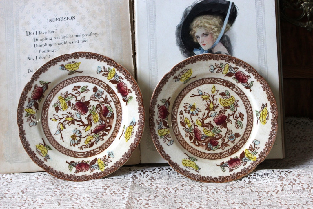 Vintage Maruta Japan Indian Tree Tea Garden Antique Set of Two (2 ...