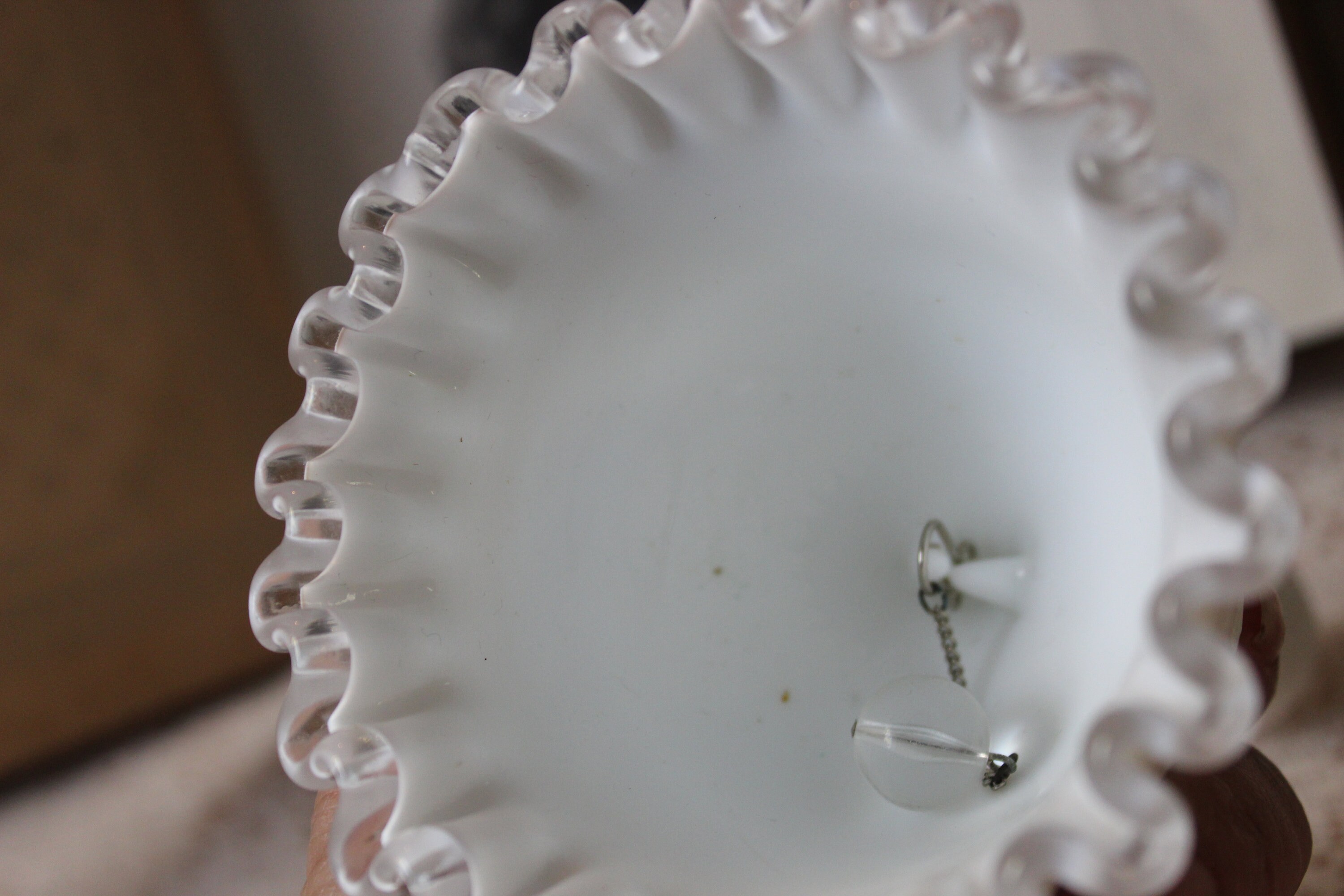 Vintage Fenton White Milk Glass Hand Dinner Display Bell Fancy Spanish ...