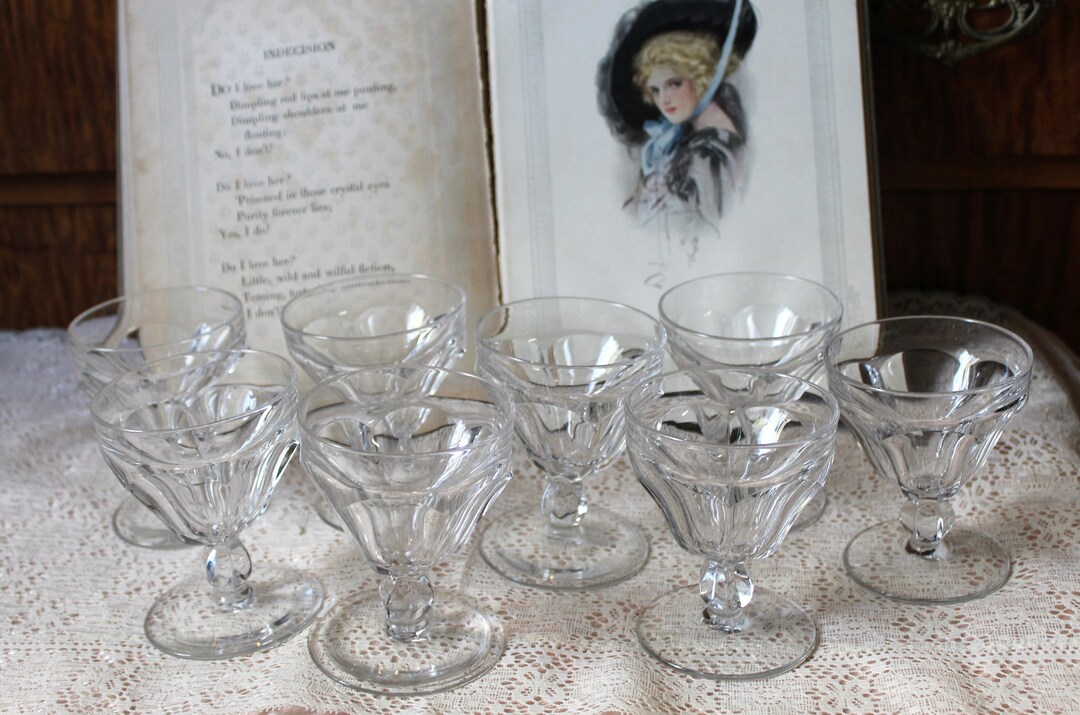 Vintage Set of 8 HEISEY Victorian Crystal Heisey 341 Puritan Colonial 3 ...