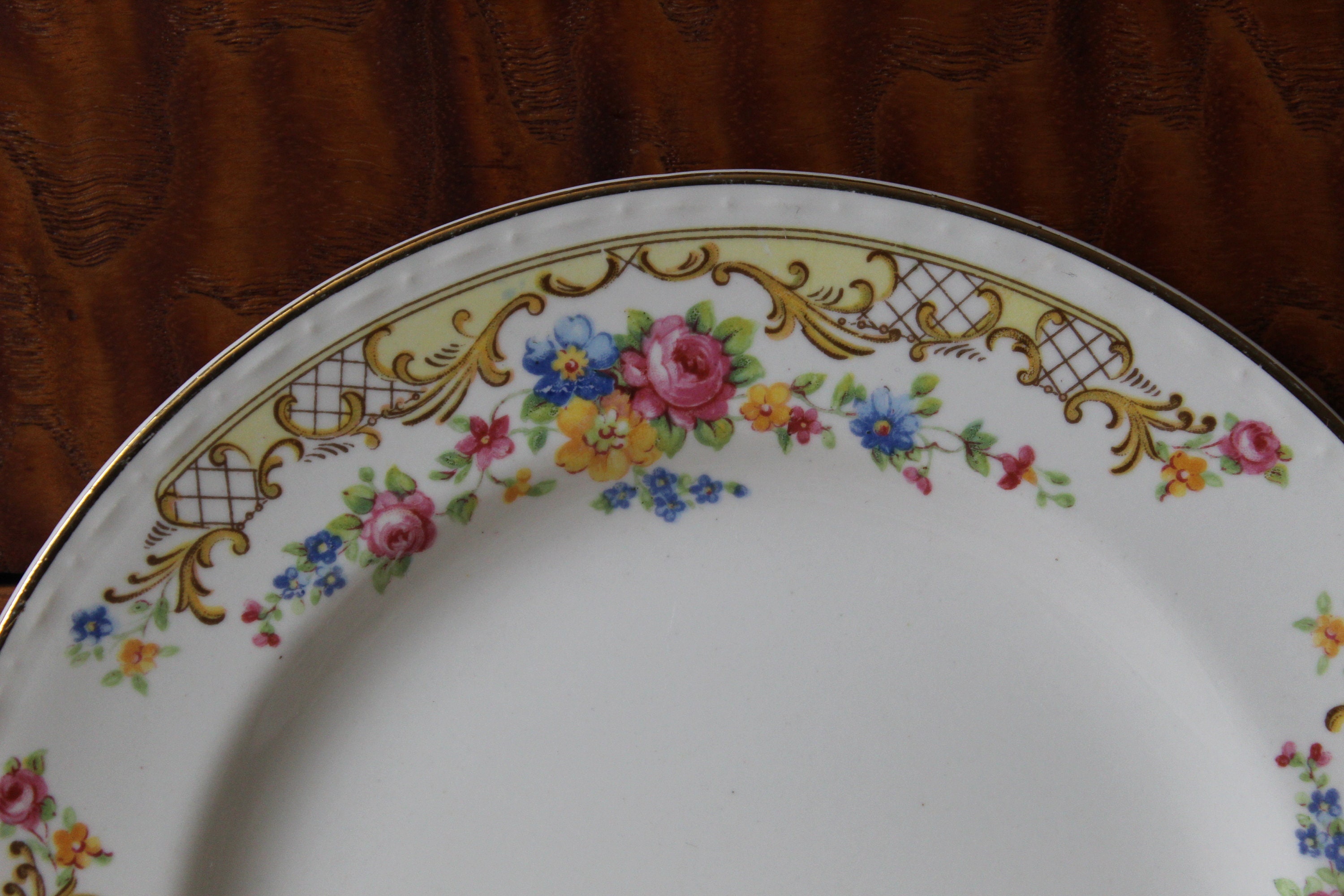 Vintage Georgian Dinnerware 1940s Rose Floral Plate Set of Two (2) 22k ...