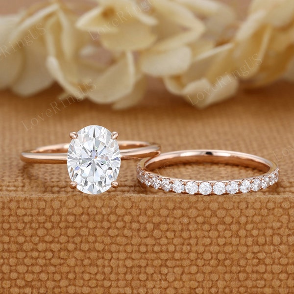 Rose Gold Engagement Ring Set - Etsy