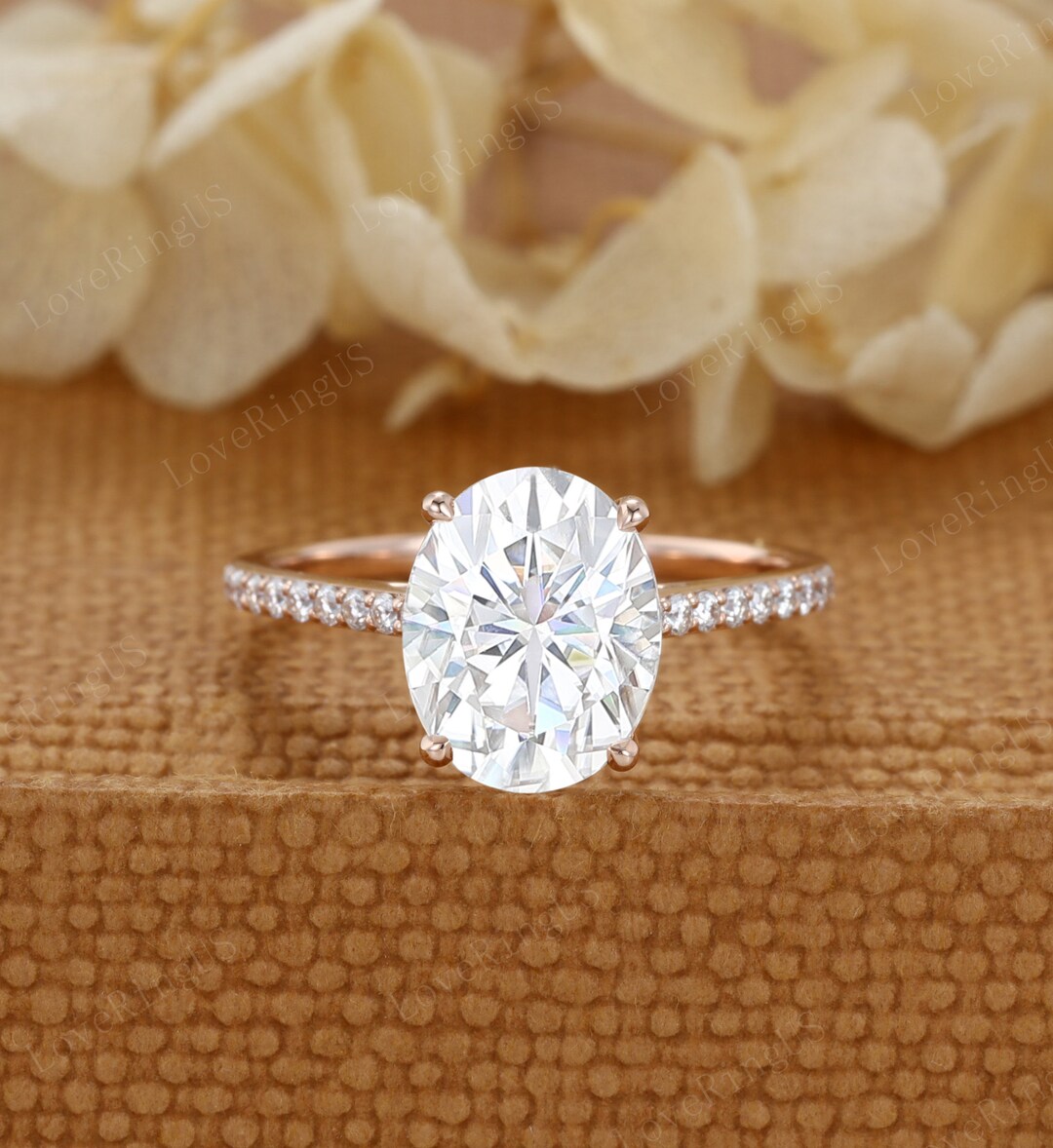 2CT Oval Cut Moissanite Engagement Ring Women Unique Rose Gold ...