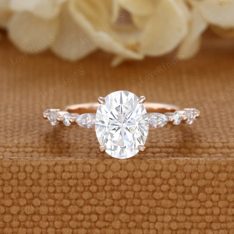 Oval With Marquise Accent Ring - Etsy