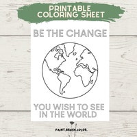 One Earth One Love Printable Coloring Sheet Earth Day Coloring Page Our ...