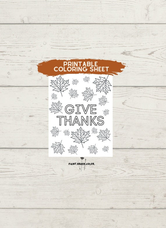 Give Thanks Coloring Sheet Fall Coloring Download | Etsy