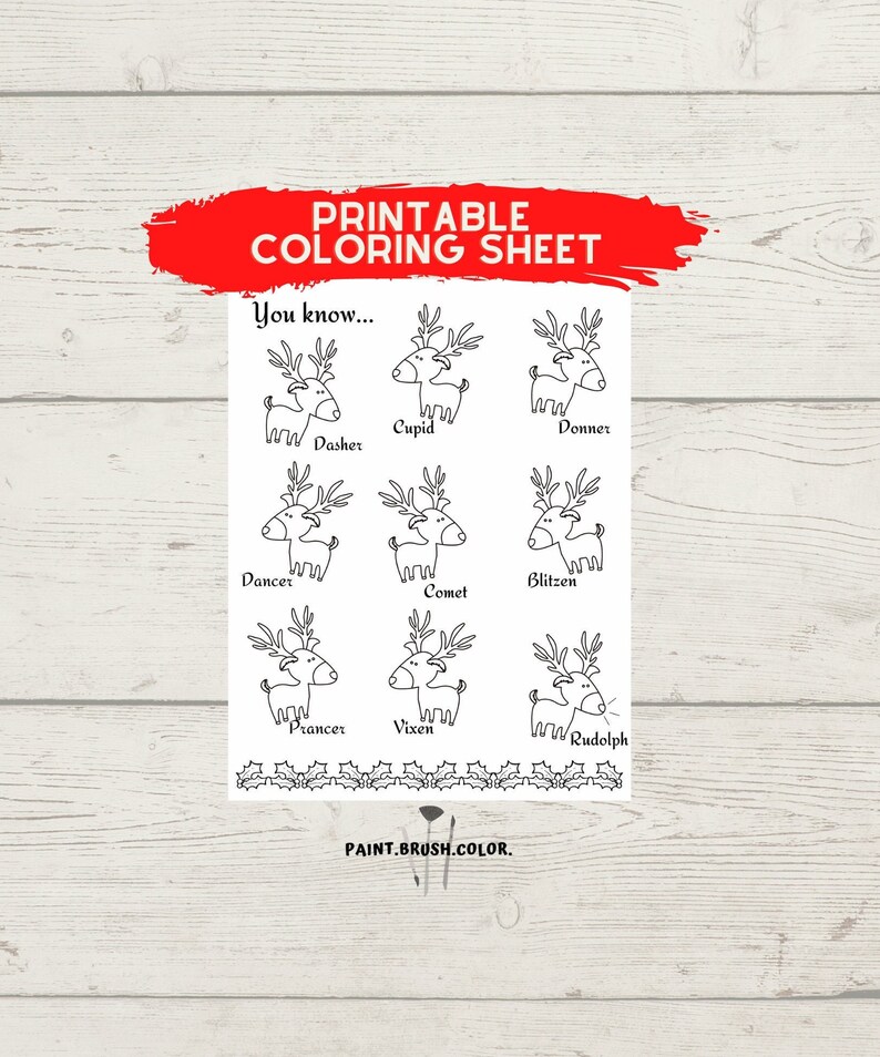 Reindeer Printable Coloring Sheet | Christmas Coloring Page | Holiday ...