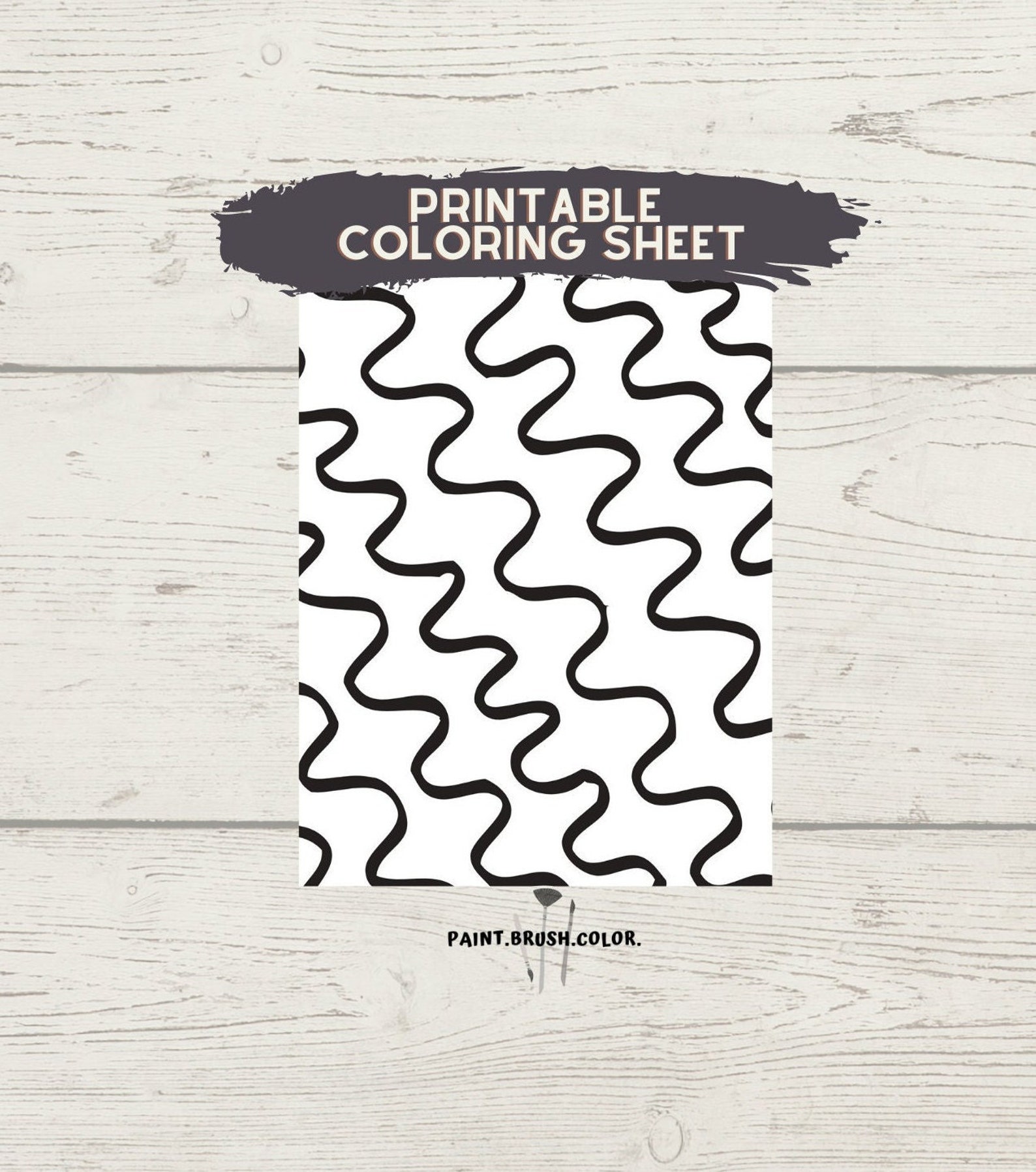 Abstract Squiggle Printable Coloring Sheet | Simple Design Coloring ...