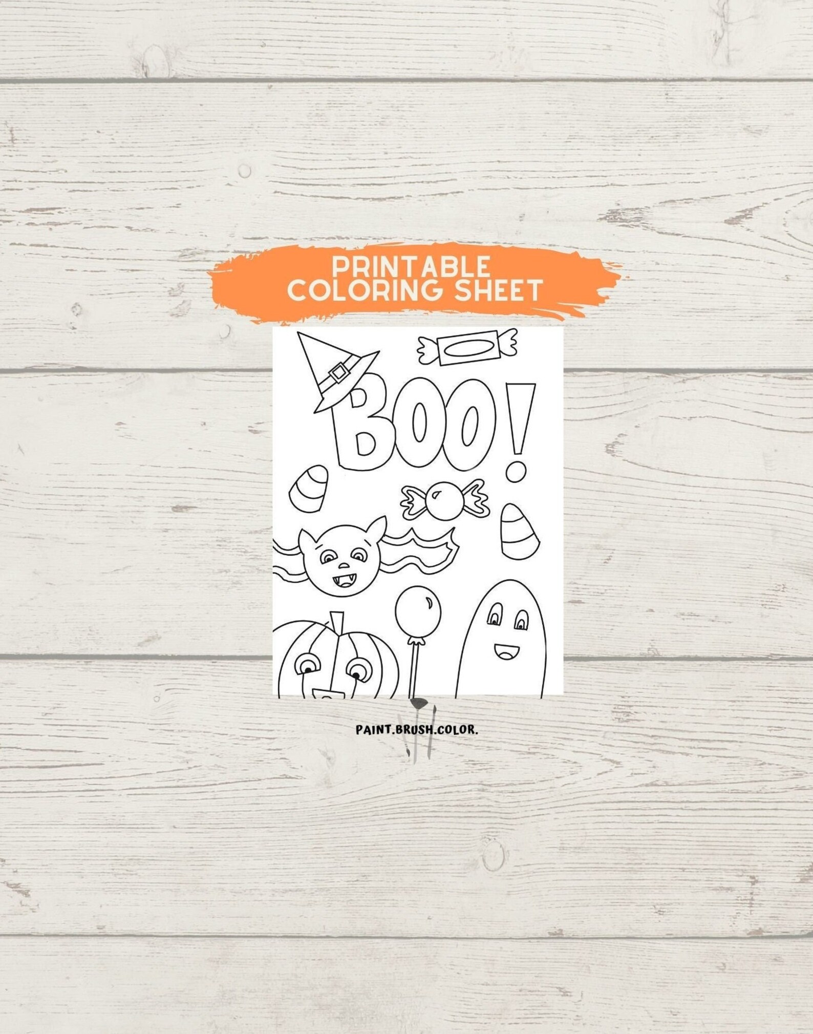 Halloween Boo Printable Coloring Sheet Hand Drawn Coloring Page Fall ...