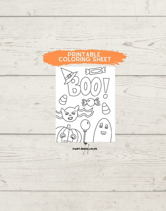 Halloween Boo Printable Coloring Sheet Hand Drawn Coloring | Etsy