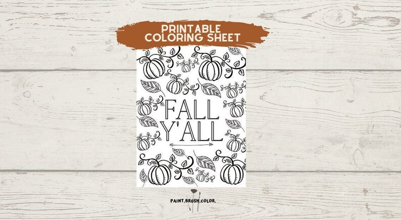 Fall Yall Printable Coloring Sheet Pumpkin Coloring Page - Etsy