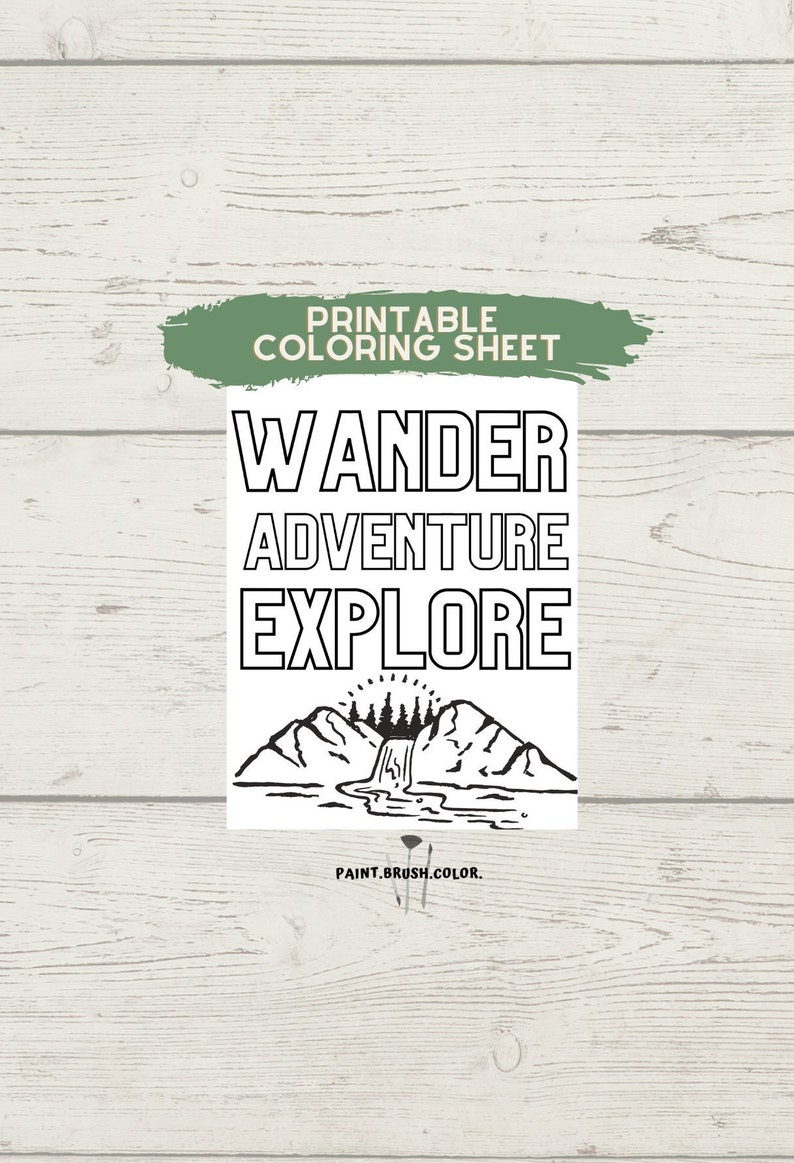 Adventure Explore Printable Coloring Sheet | Mountains Coloring Page ...