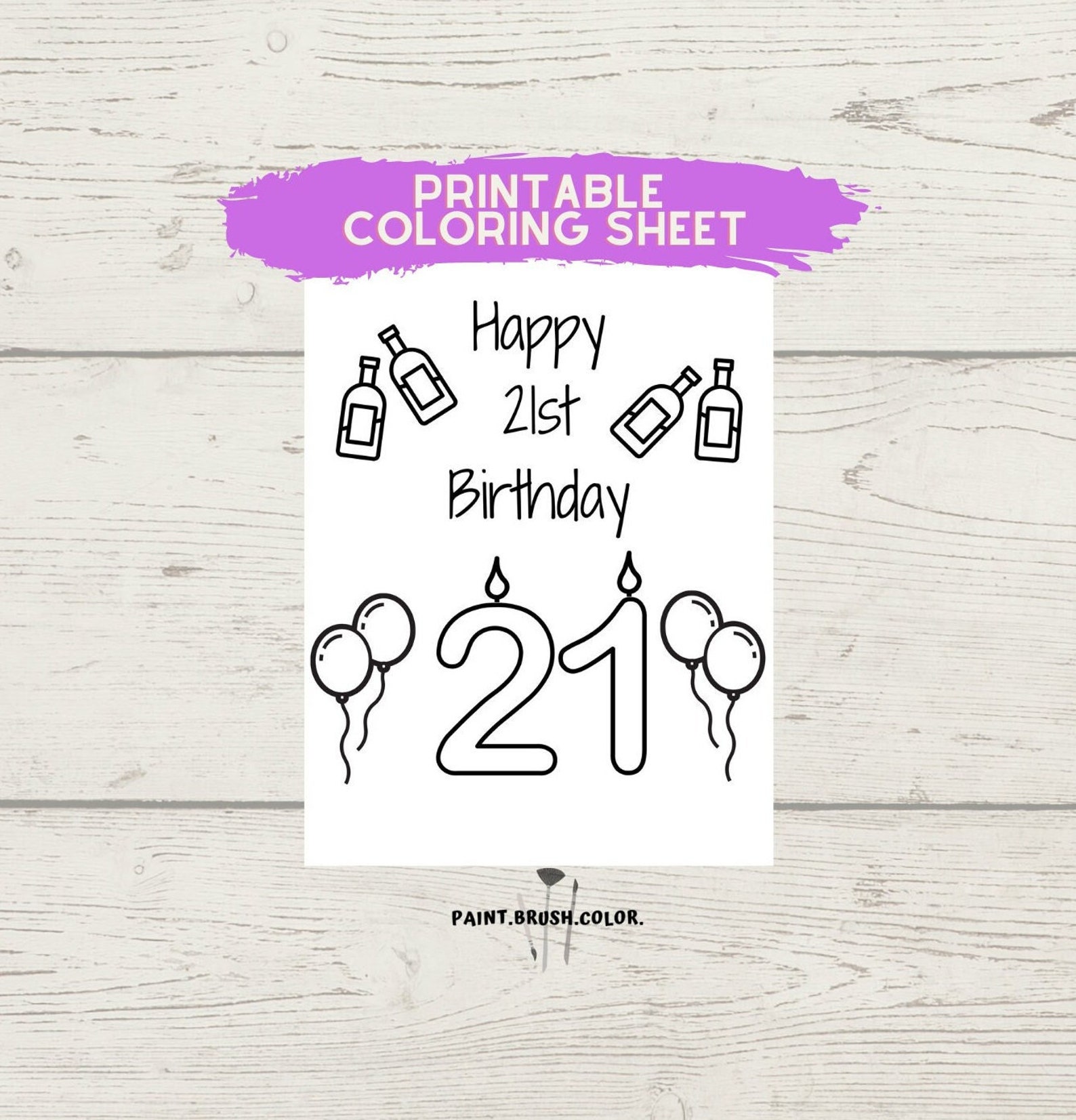 21st Birthday Printable Coloring Sheet | Birthday Coloring Page ...