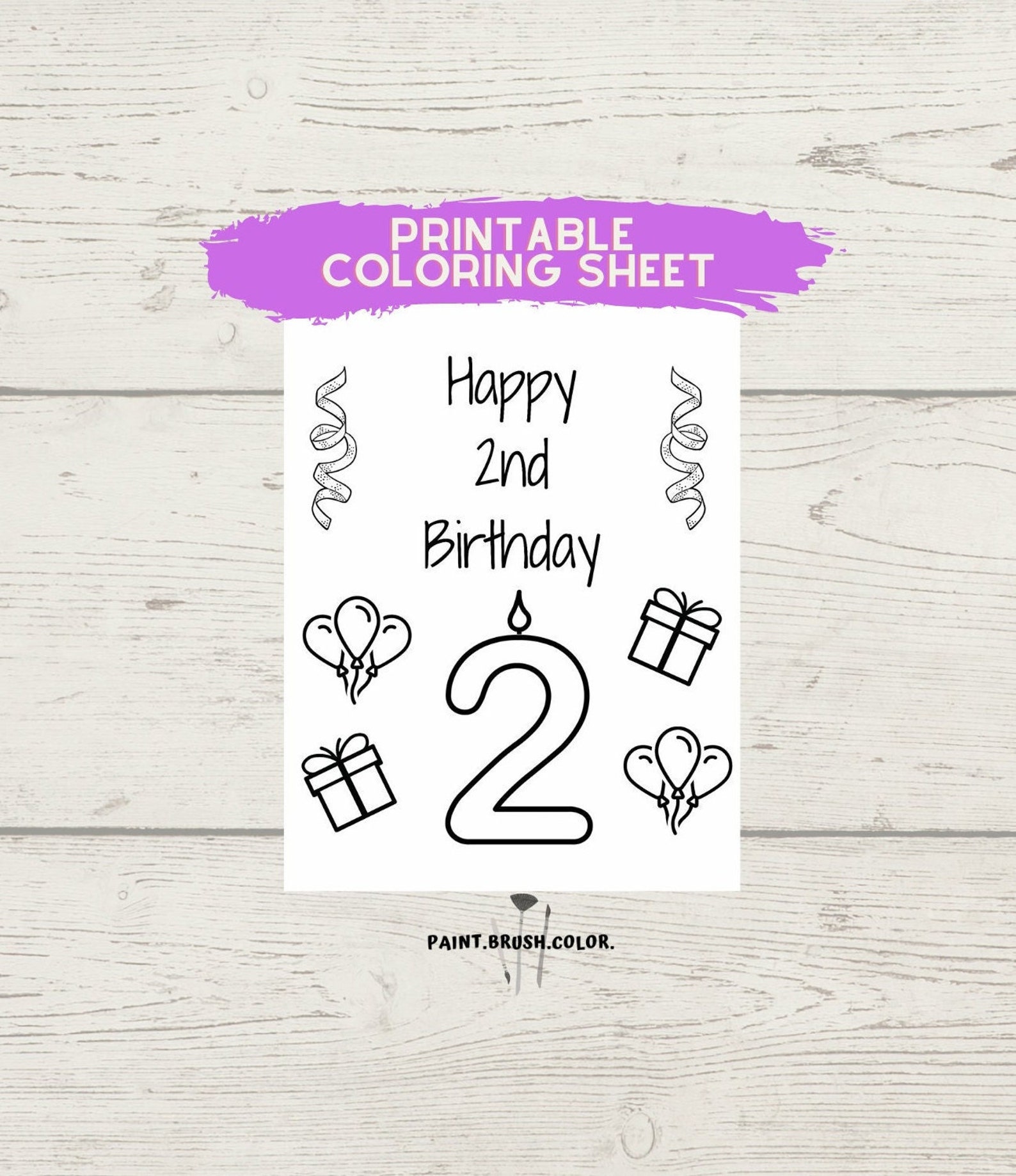 2nd Birthday Printable Coloring Sheet | Birthday Coloring Page ...