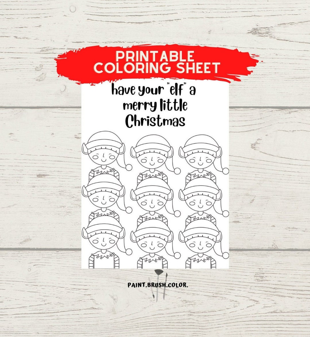 Elf Group Printable Coloring Sheet | Christmas Coloring Page | Holiday ...