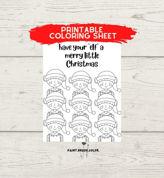 Elf Group Printable Coloring Sheet Christmas Coloring Page - Etsy