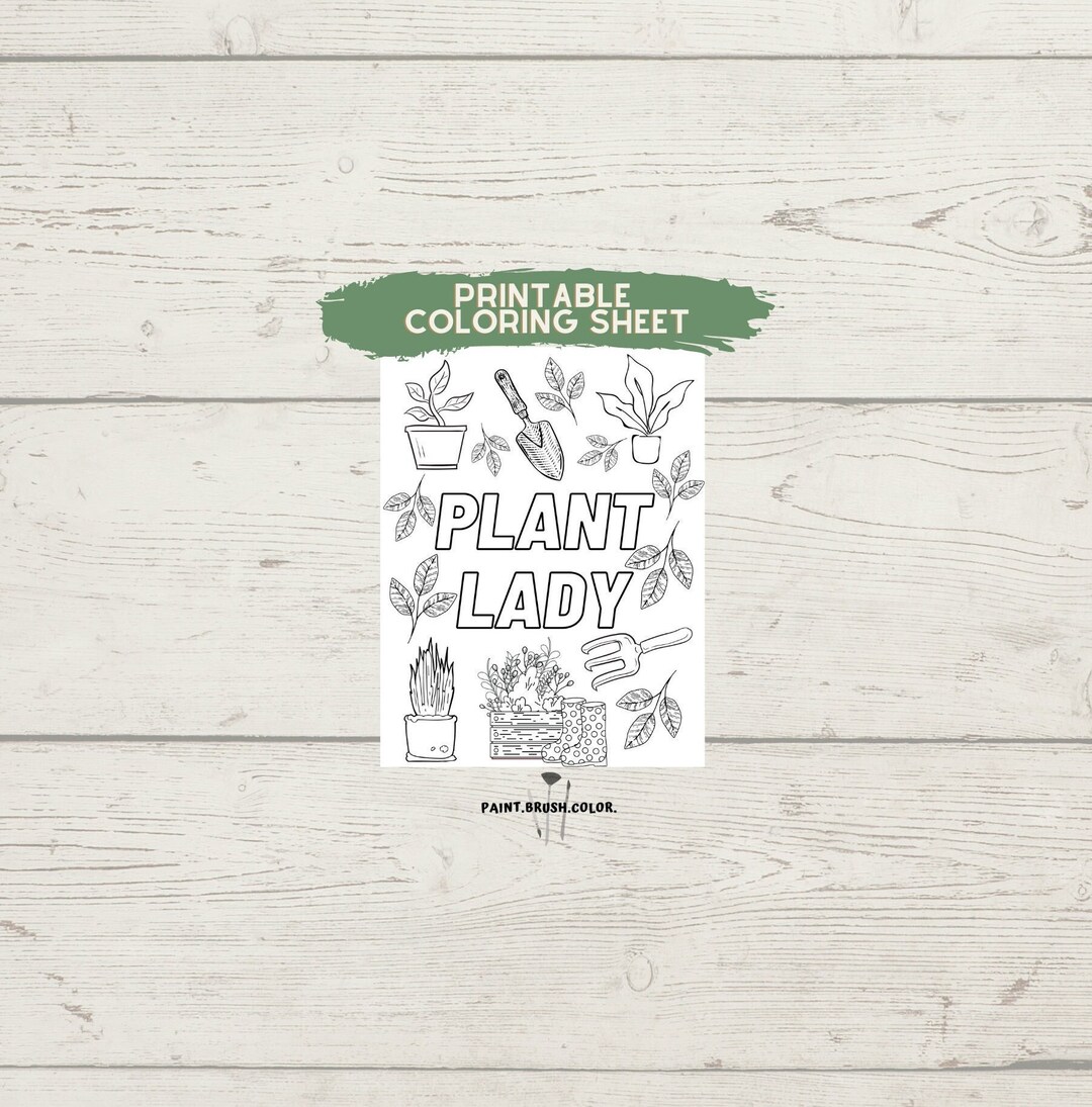 Plant Lady Printable Coloring Sheet | Garden Coloring Page | Adult ...