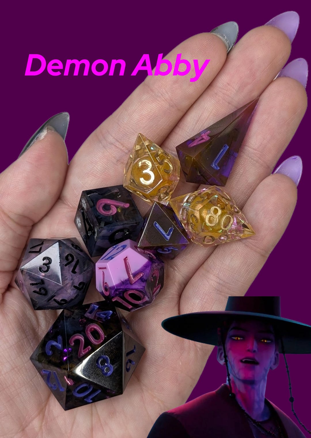 Abby (demon) Kpop Demon Hunters 8 Piece Dice Set With Liquid Cores - Etsy