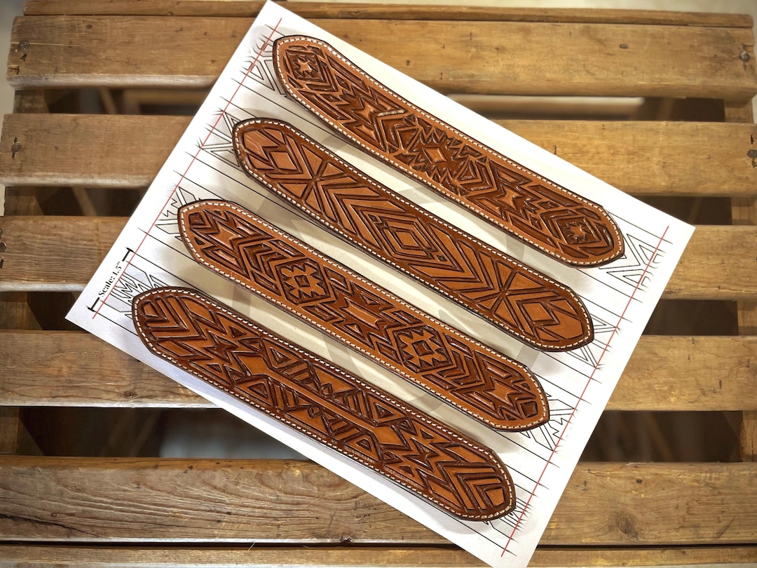 Geometric Belt Pattern Pack | Leather Carving PDF Pattern | Aztec ...