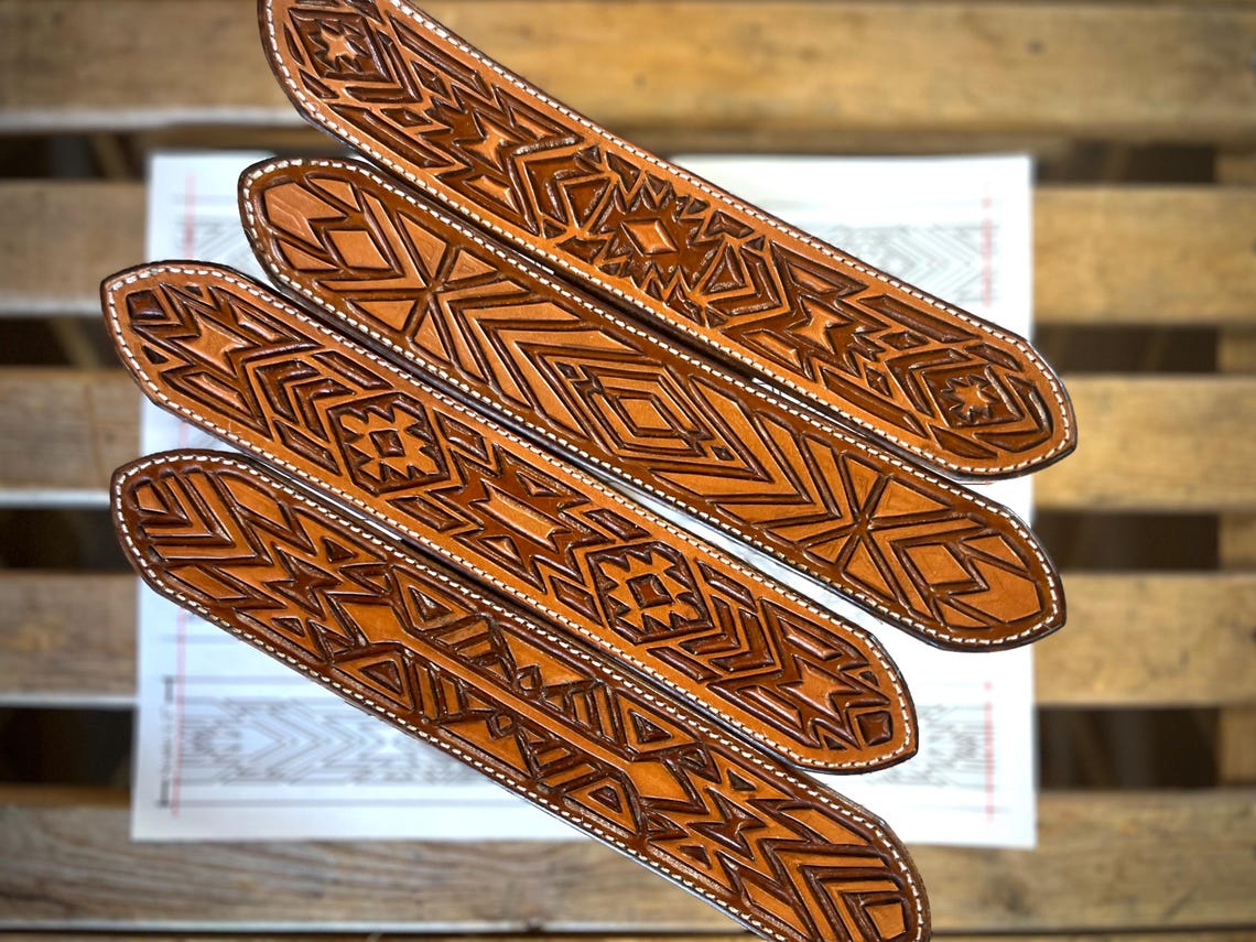Geometric Belt Pattern Pack | Leather Carving PDF Pattern | Aztec ...