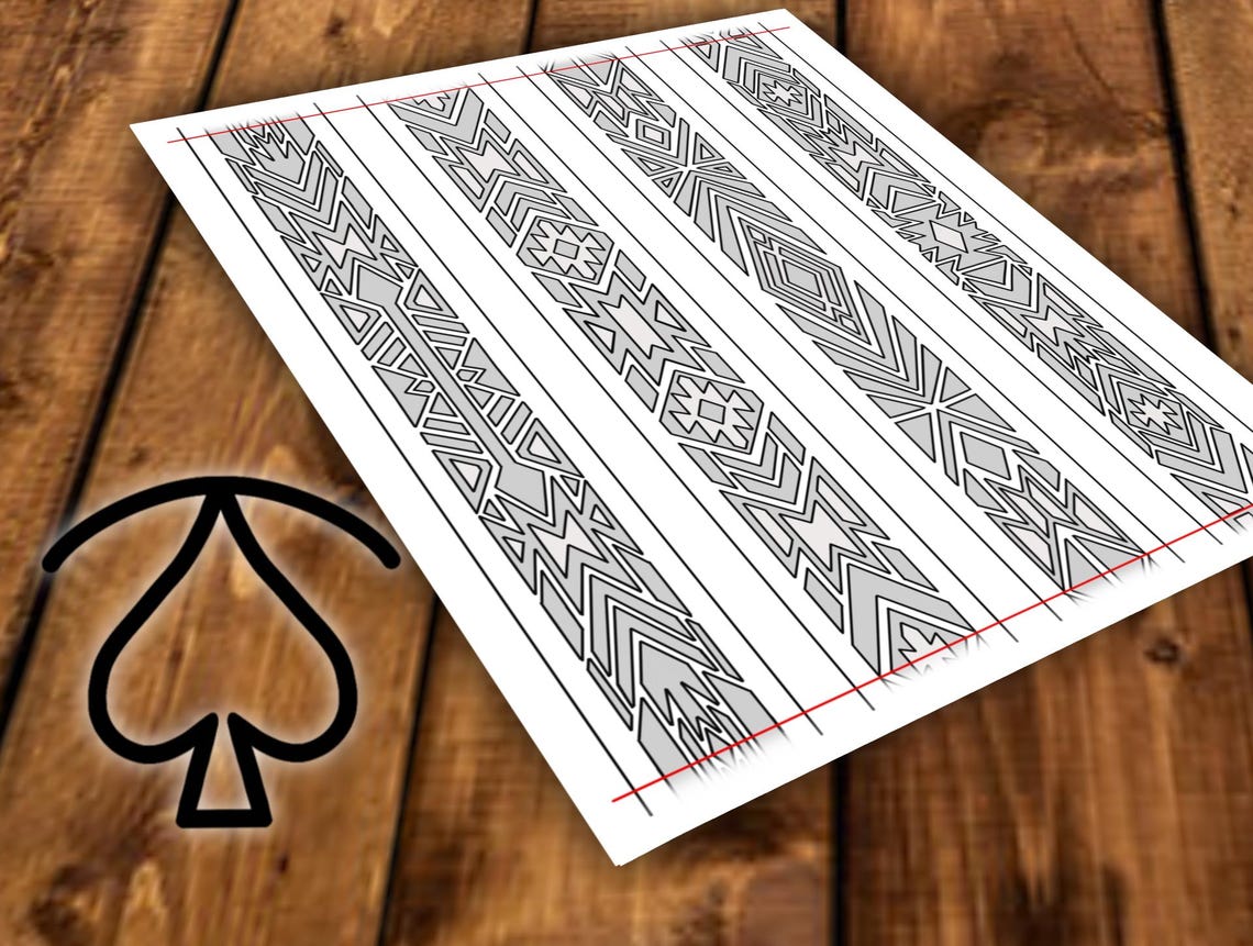 Geometric Belt Pattern Pack | Leather Carving PDF Pattern | Aztec ...