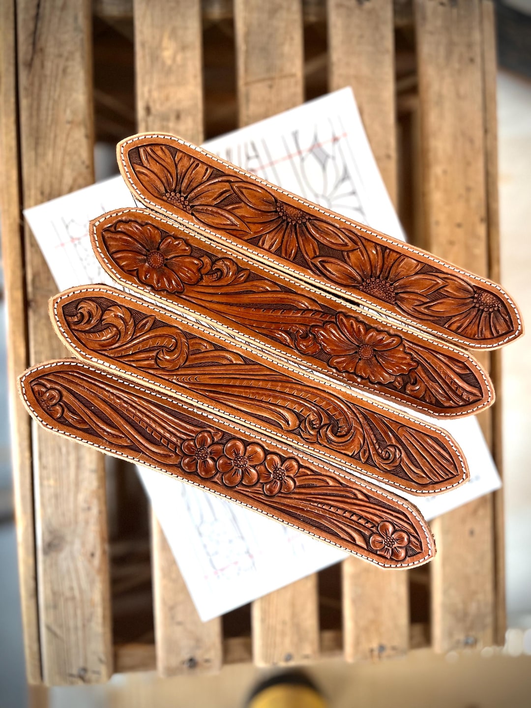Floral Belt Pattern Pack | Leather Carving PDF Download | Floral ...