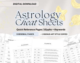 Astrology Basics Cheat Sheet Bundle | Keywords & Glyphs for Astrology ...