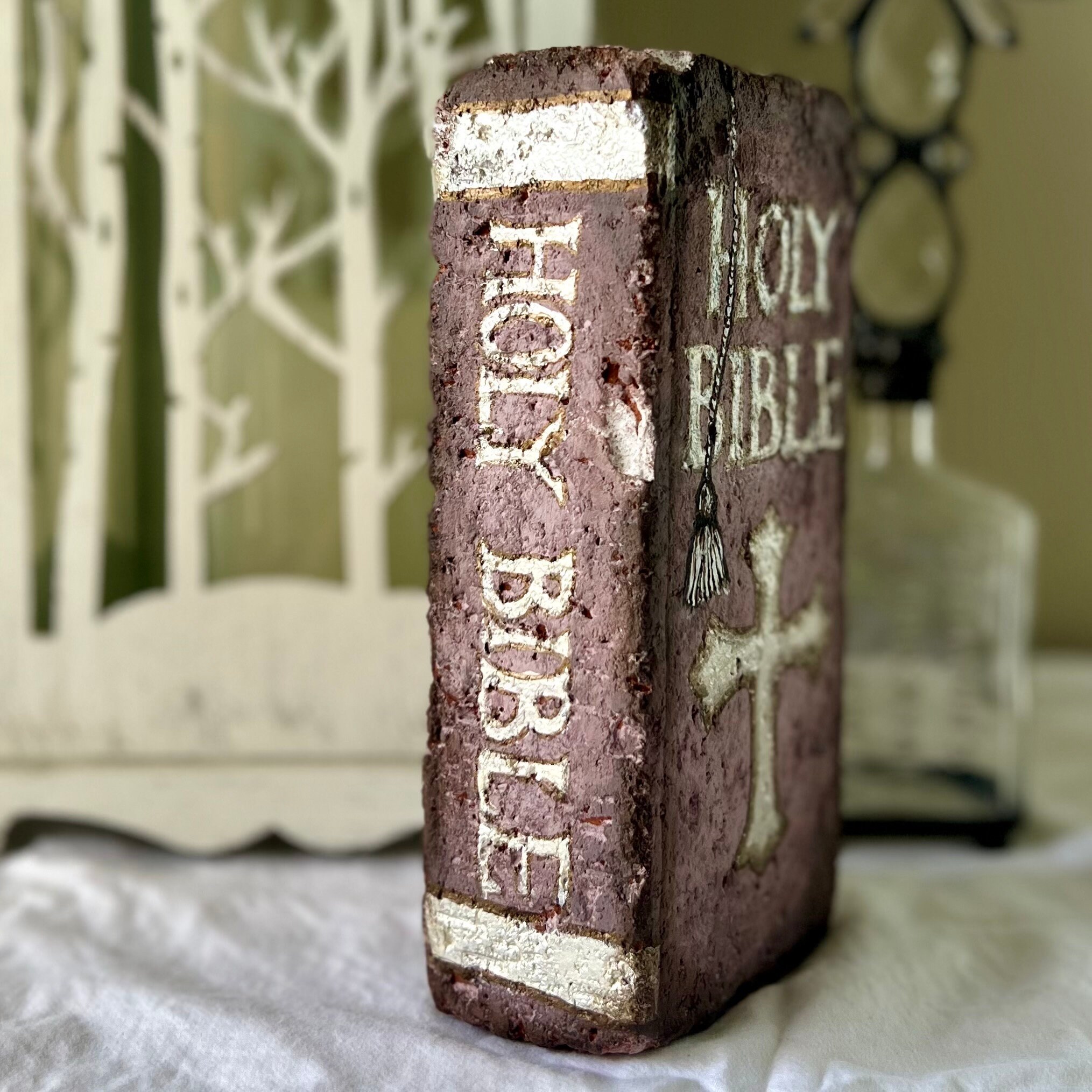 Holy Bible Garden or Mantle Brick Book - Etsy