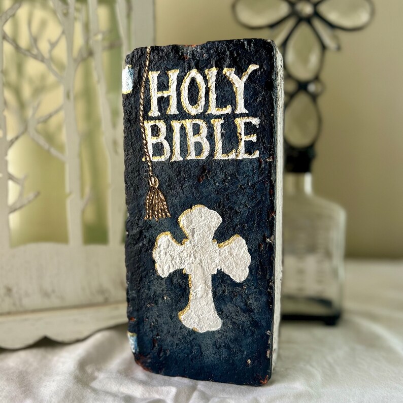 Holy Bible Garden or Mantle Brick Book - Etsy