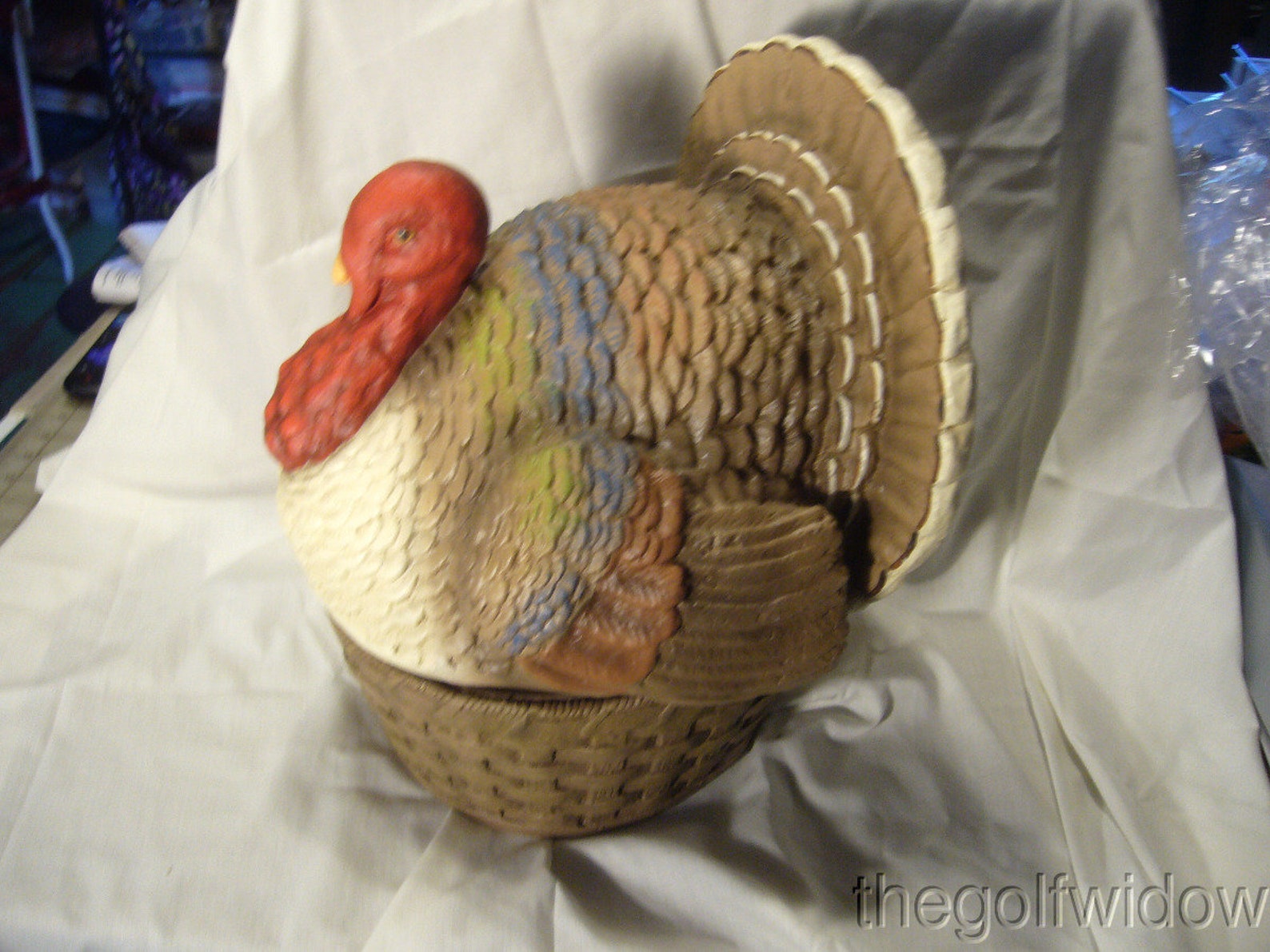Vintage Thanksgiving Turkey Container Hand Painted Large TD3157 - Etsy