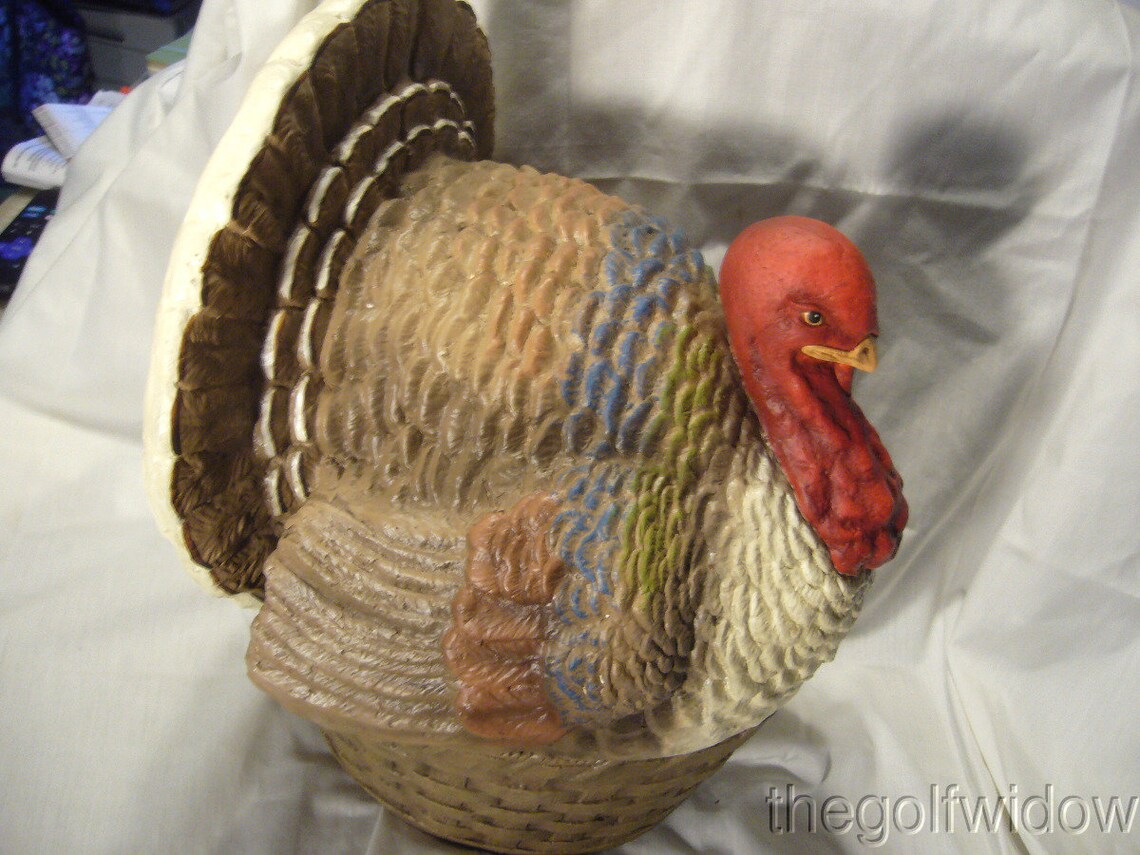 Vintage Thanksgiving Turkey Container Hand Painted Large TD3157 - Etsy