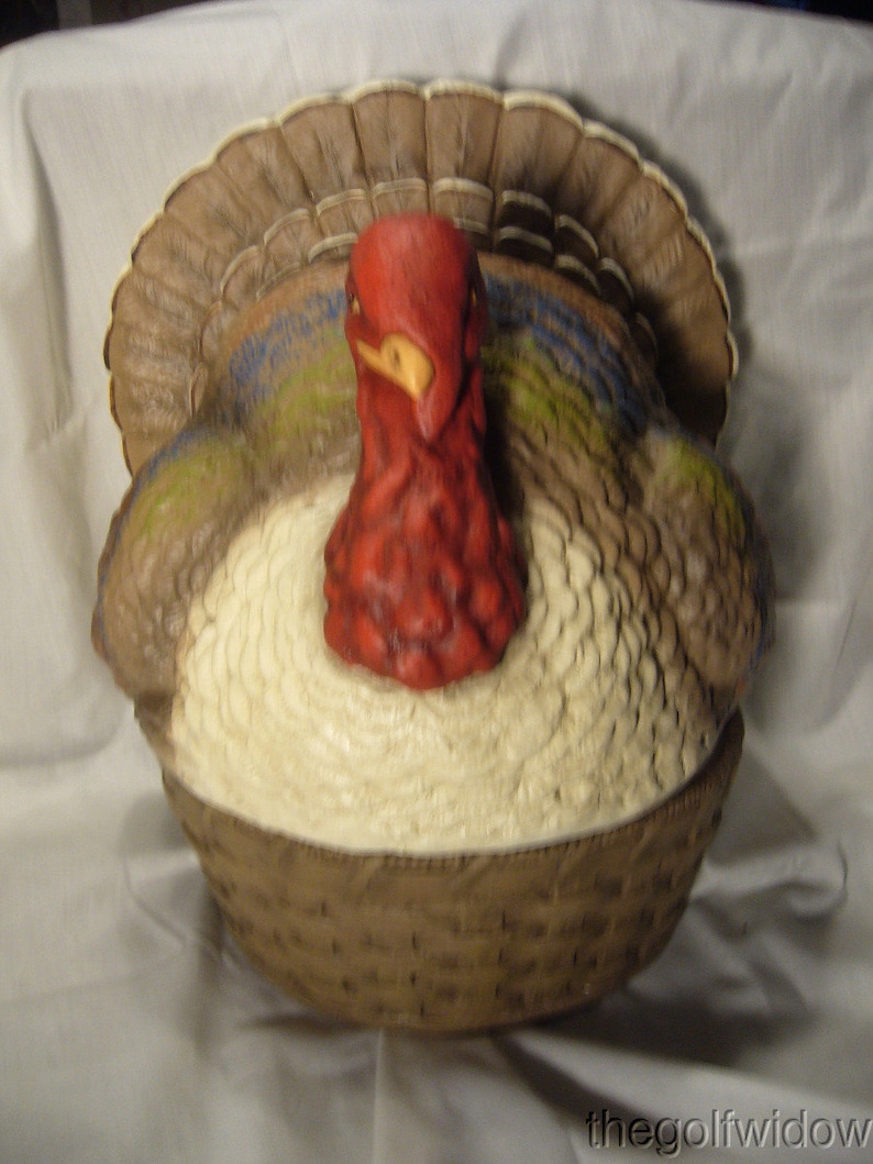 Vintage Thanksgiving Turkey Container Hand Painted Large TD3157 - Etsy