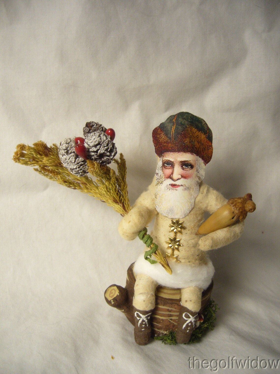 Vintage Inspired Spun Cotton, Santa on Stump Christmas, Vintage by ...